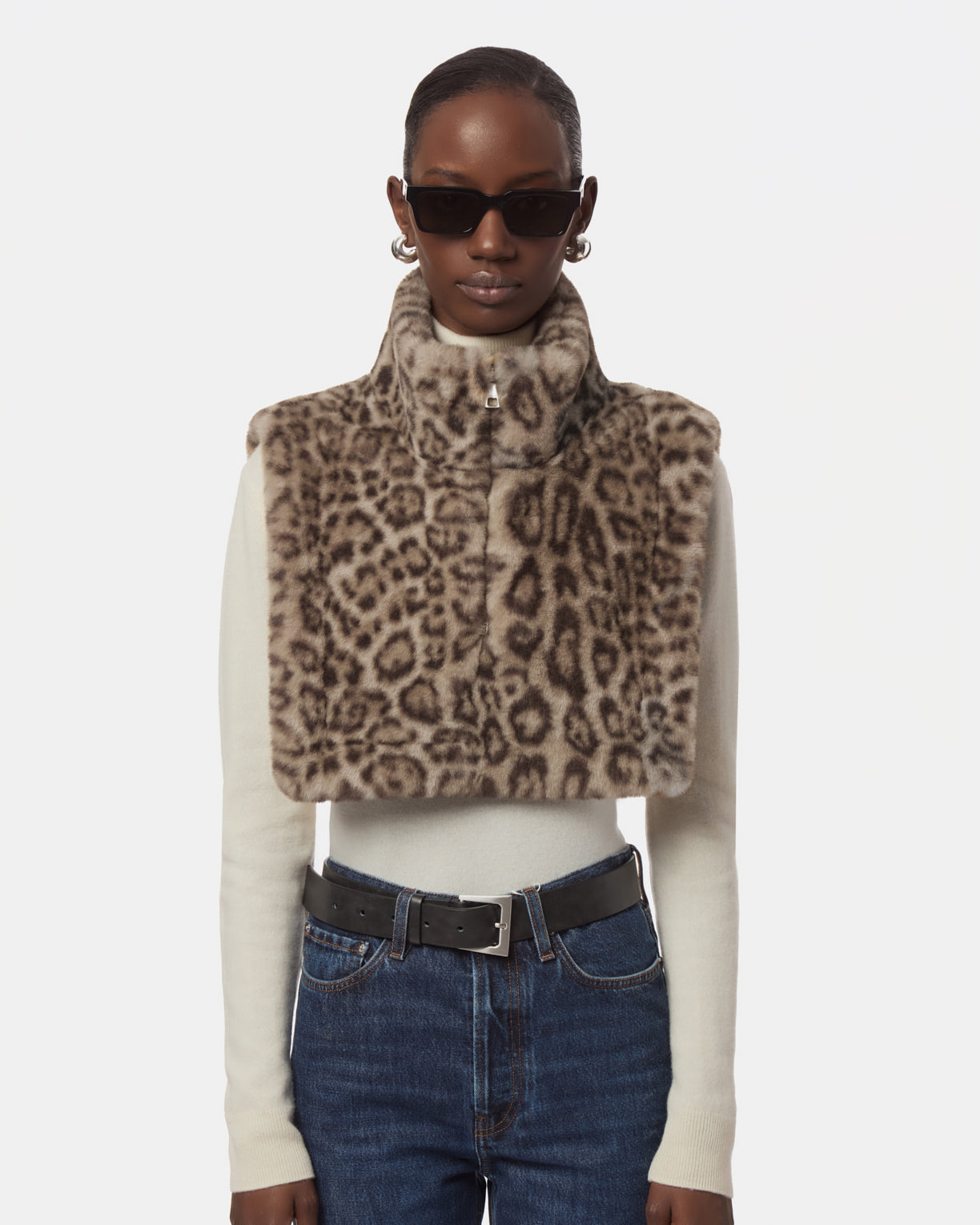 APPARIS Apparis Jamie Leopard Print Fur Dickey